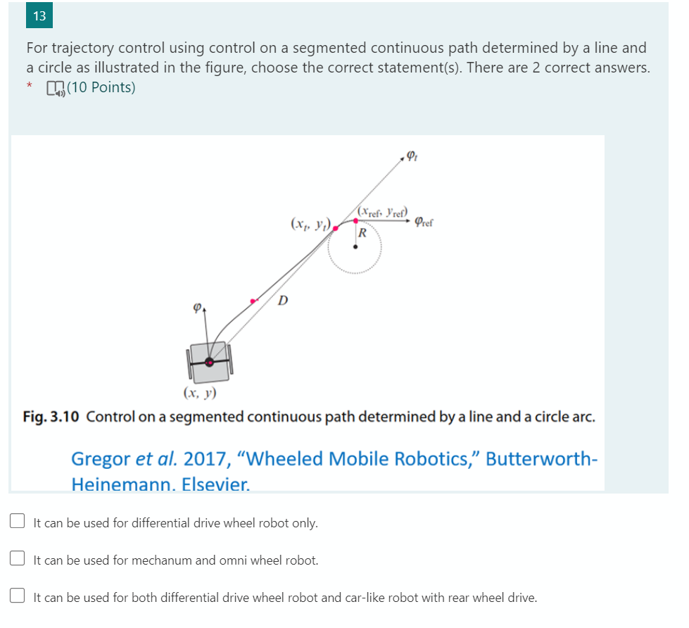 Solved 13 For trajectory control using control on a | Chegg.com
