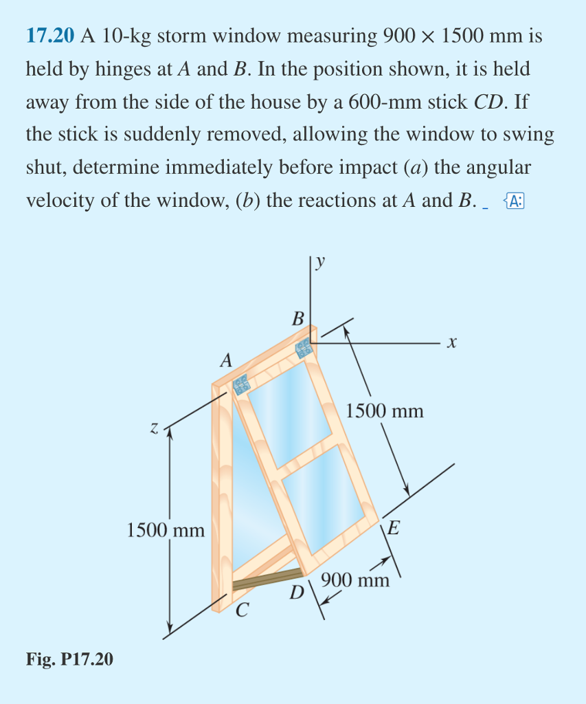 Solved a 10 kg storm window measuring 900x1500 is held by | Chegg.com