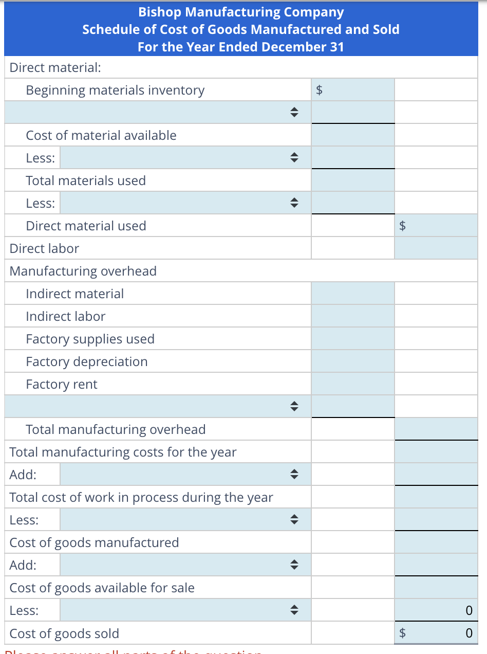 Solved Schedule of Cost of Goods Manufactured and Sold | Chegg.com Solved Schedule of Cost of Goods Manufactured and Sold | Chegg.com