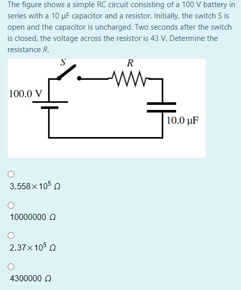 Solved The figure shows a simple RC circuit consisting of a | Chegg.com