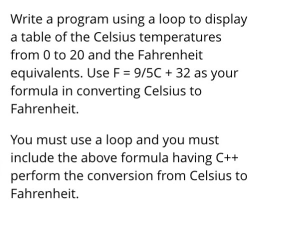 Solved Write A Program Using A Loop To Display A Table Of 2128
