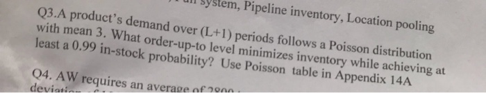 Solved ull System, Pipeline inventory, Location pooling Q3.A | Chegg.com
