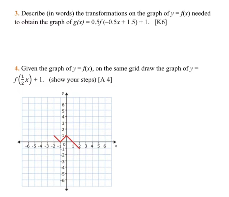 Solved 3. Describe (in words) the transformations on the | Chegg.com