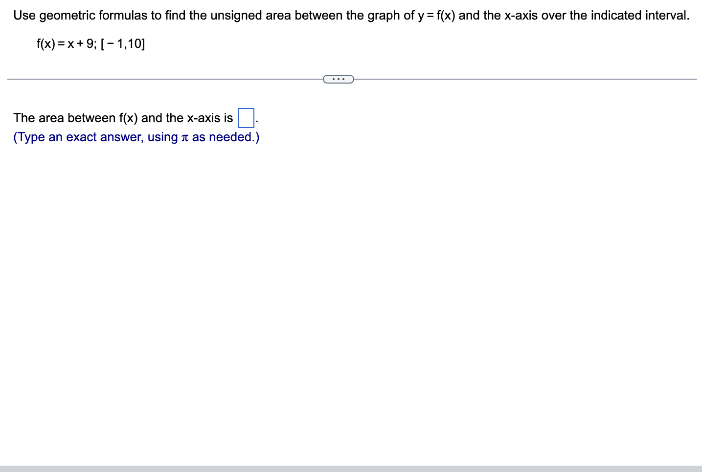 Solved Use geometric formulas to find the unsigned area | Chegg.com