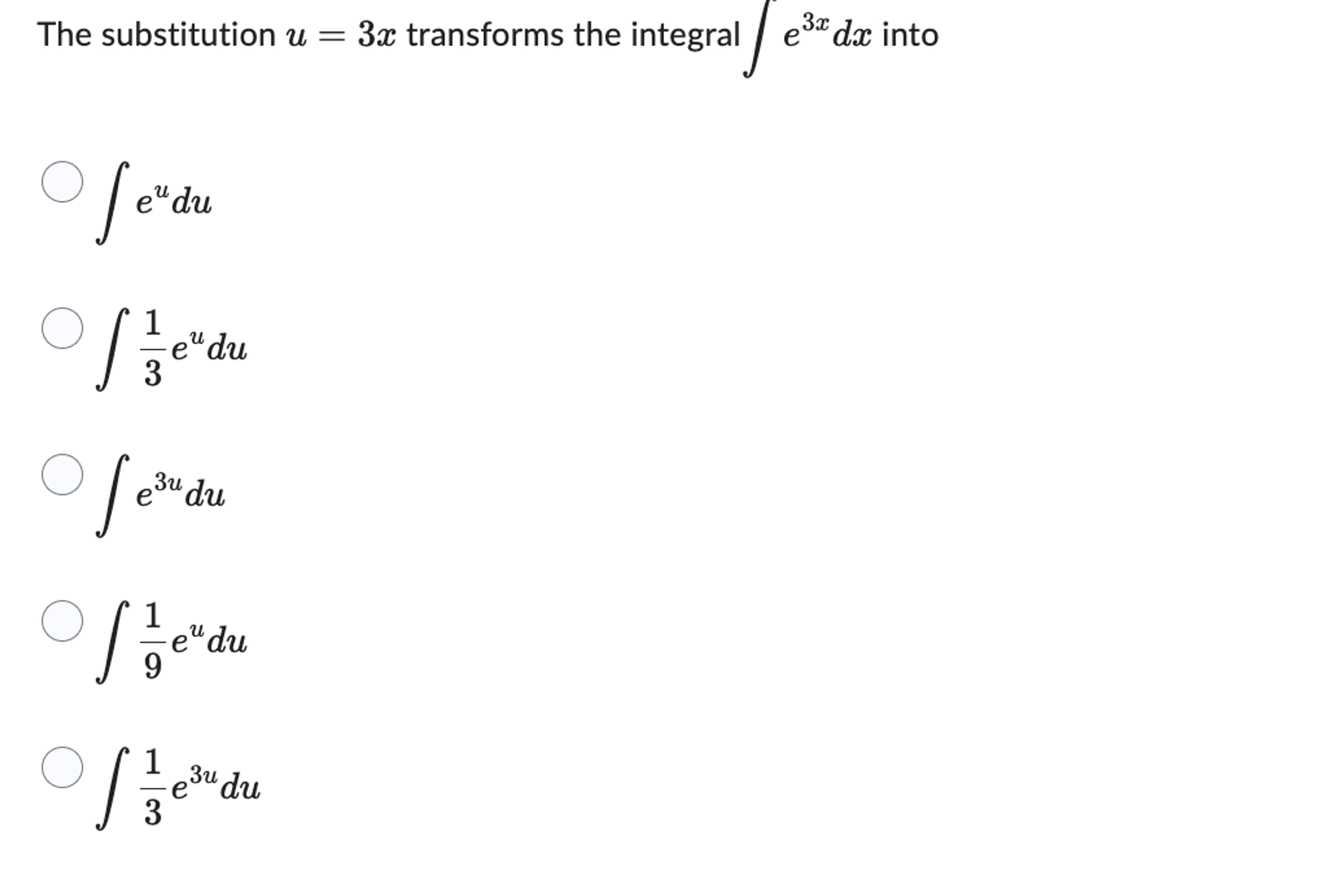 Solved The substitution u=3x ﻿transforms the integral | Chegg.com
