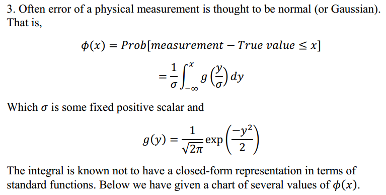 Solved 3. Often error of a physical measurement is thought | Chegg.com