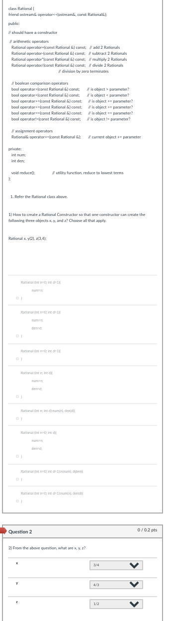 Solved class Rational friend ostream& operators | Chegg.com