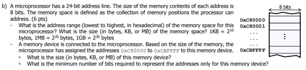 Solved B A Microprocessor Has A 24 Bit Address Line The 1156