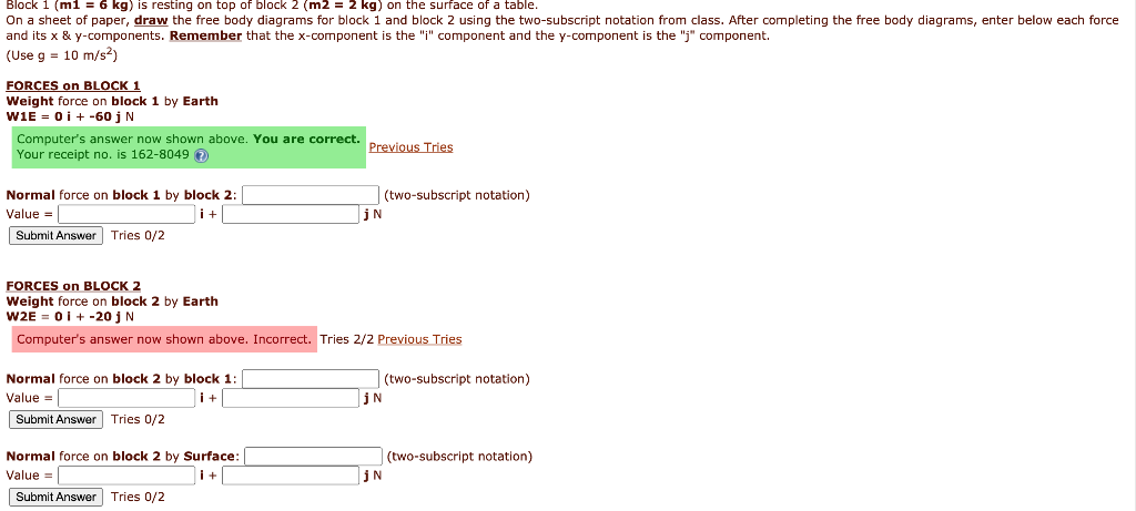 Solved Block 1 (m1 = 6 kg) is resting on top of block 2 (m2 | Chegg.com
