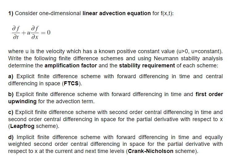 Solved 1 Consider One Dimensional Linear Advection Equation
