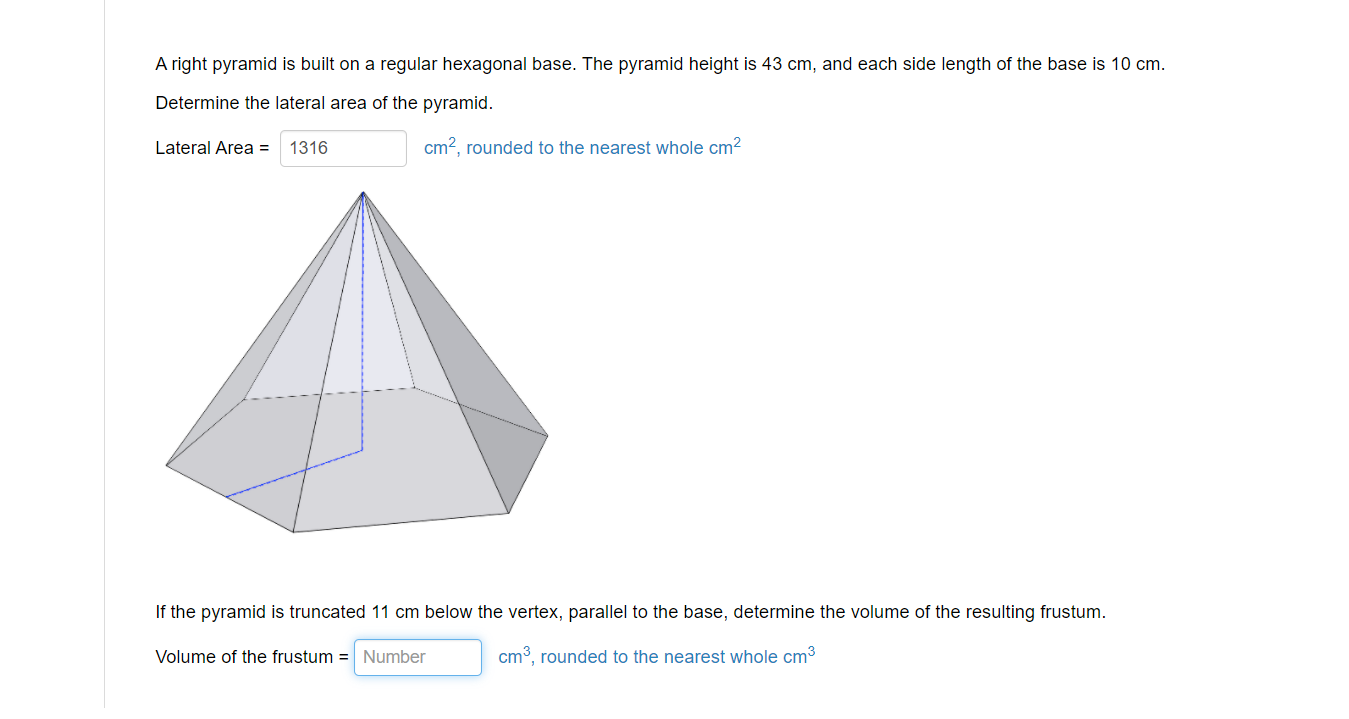 Solved A right pyramid is built on a regular hexagonal base. | Chegg.com