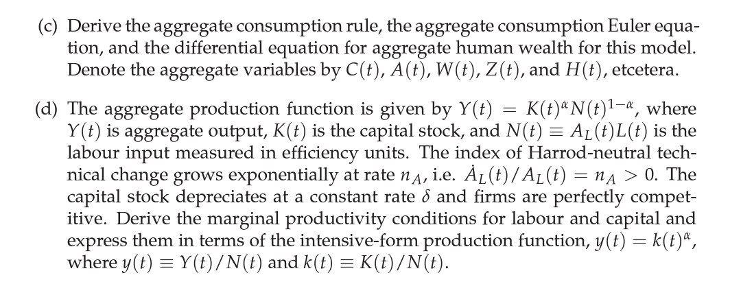 Solved = = (c) Derive the aggregate consumption rule, the | Chegg.com