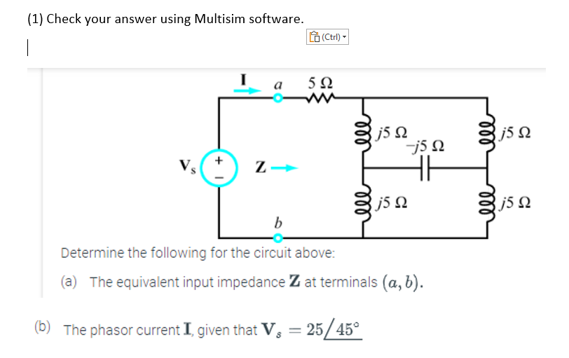 Solved (1) ﻿Check your answer using Multisim | Chegg.com