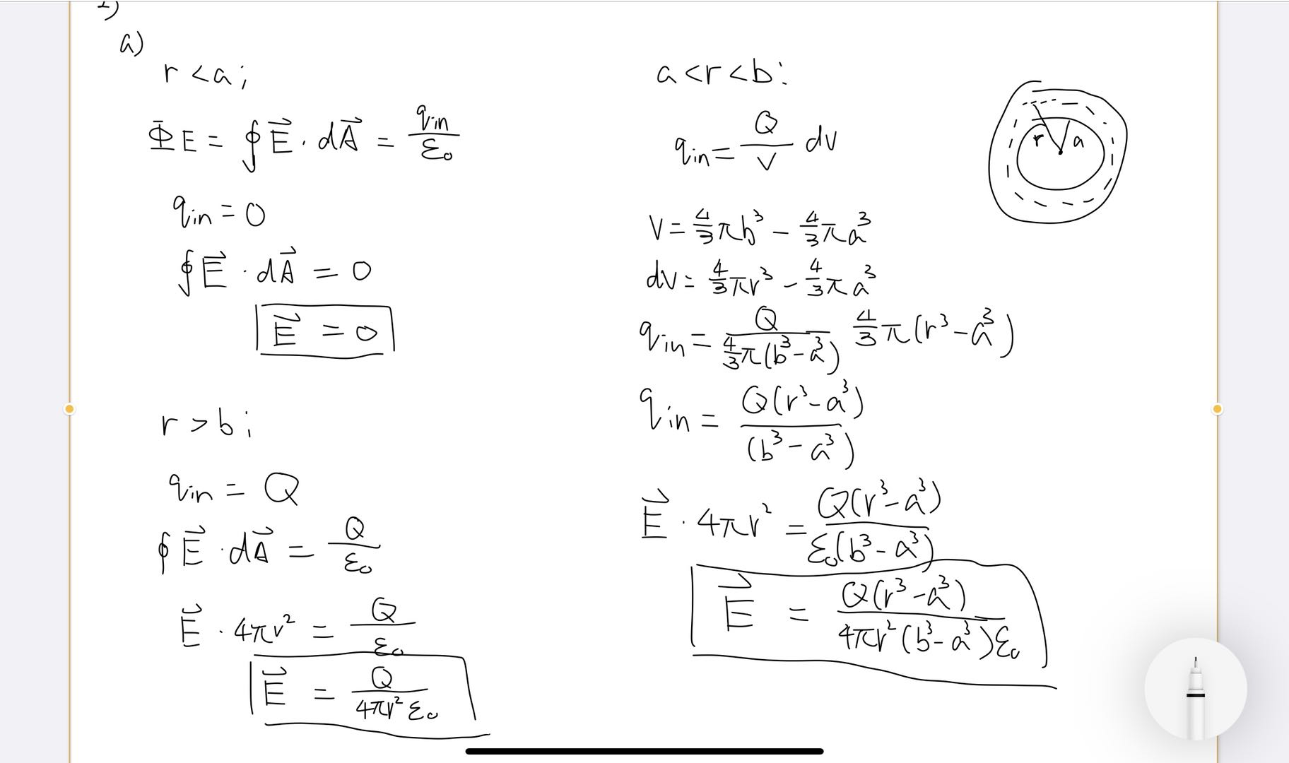 Solved Consider an insulating spherical shell of inner | Chegg.com