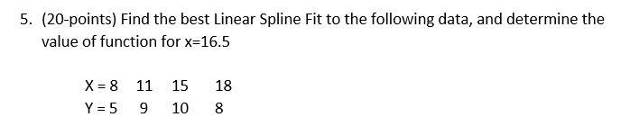 Solved 5. (20-points) Find the best Linear Spline Fit to the | Chegg.com