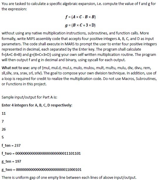 Solved You are tasked to calculate a specific algebraic | Chegg.com