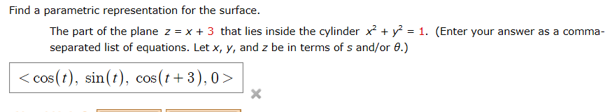 Solved Find a parametric representation for the surface The | Chegg.com
