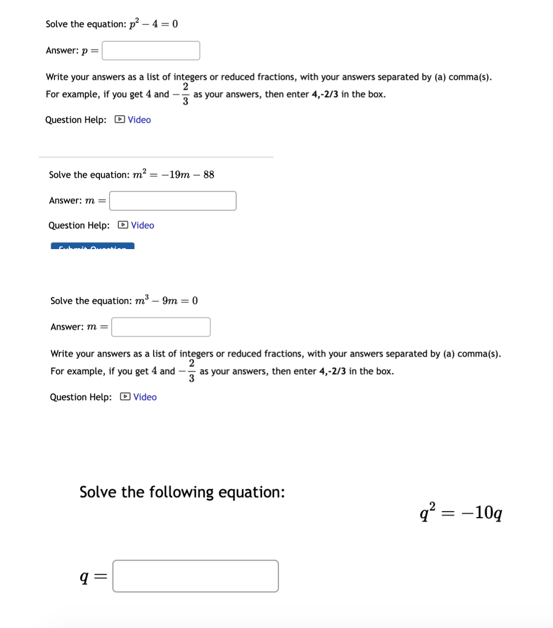 Solved Solve the equation: p2−4=0 Answer: p= Write your | Chegg.com