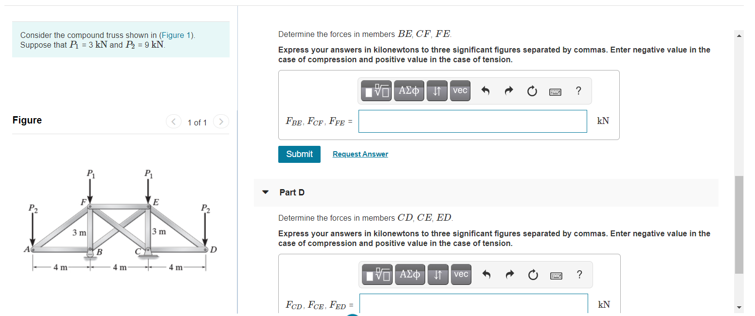 Solved Consider the compound truss shown in (Figure 1). | Chegg.com