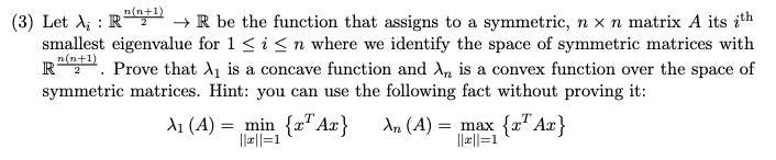 Solved (3) ﻿Let λi:Rn(n+1)2→R ﻿be the function that assigns | Chegg.com