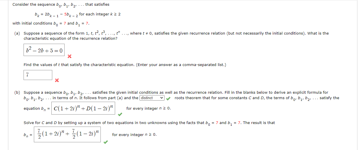 Solved Consider the sequence b0,b1,b2,… that satisfies | Chegg.com
