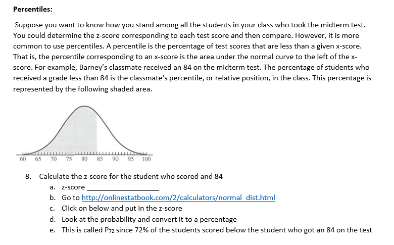 Solved Activity 14.4 B Z-scores and Percentiles Name: | Chegg.com