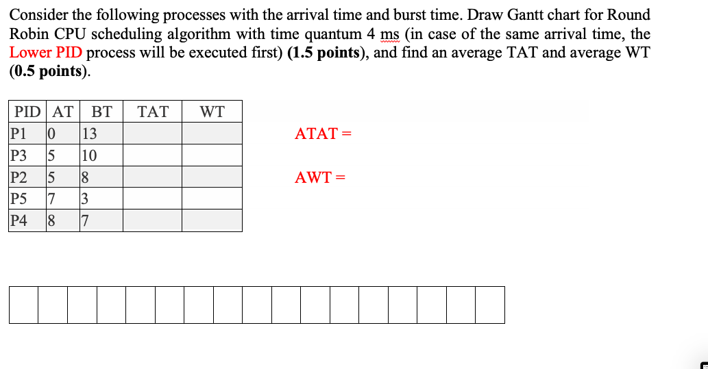 Solved Consider the following processes with the arrival | Chegg.com