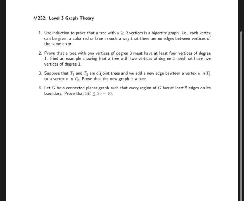 Solved 1. Use induction to prove that a tree with n≥2 | Chegg.com