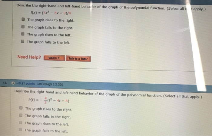 Solved Describe the right-hand and left-hand behavior of the | Chegg.com