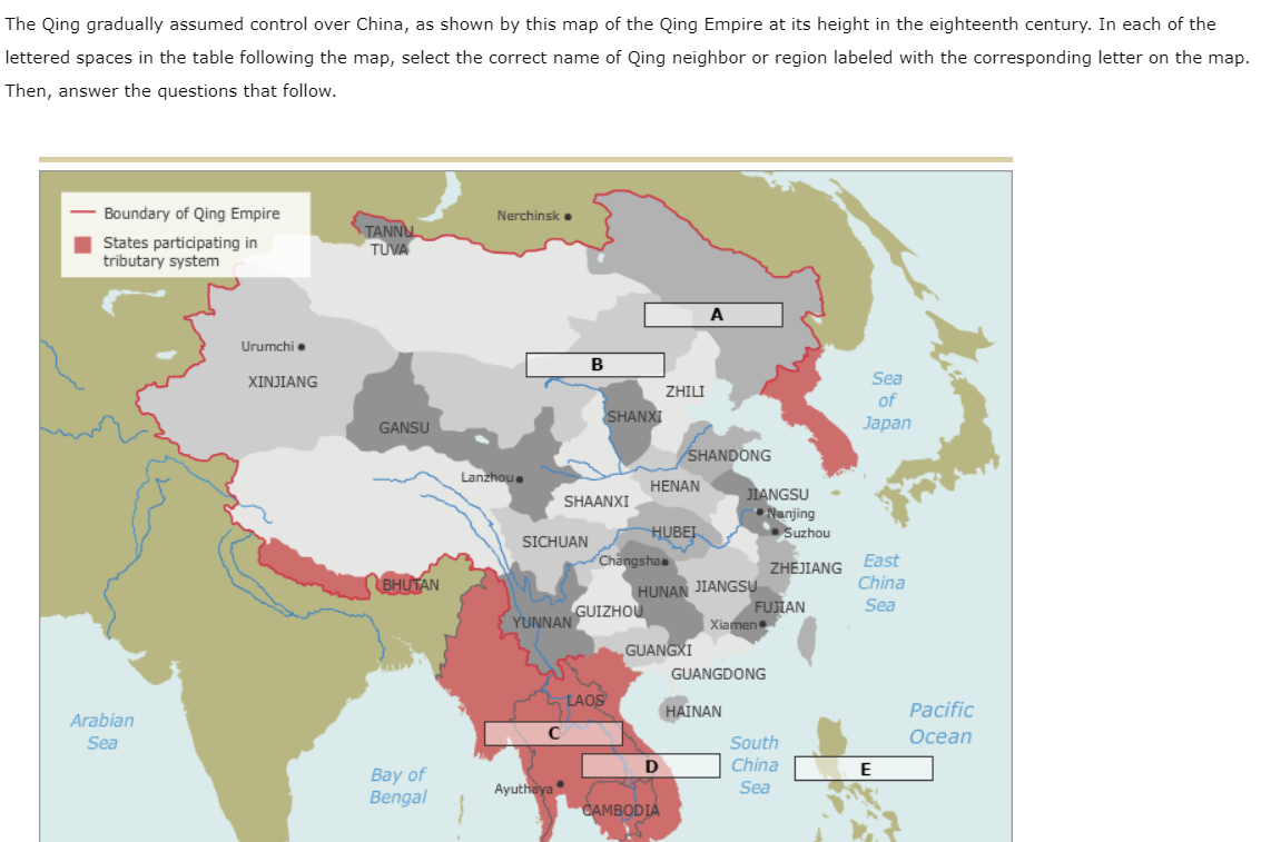 The Qing gradually assumed control over China, as | Chegg.com