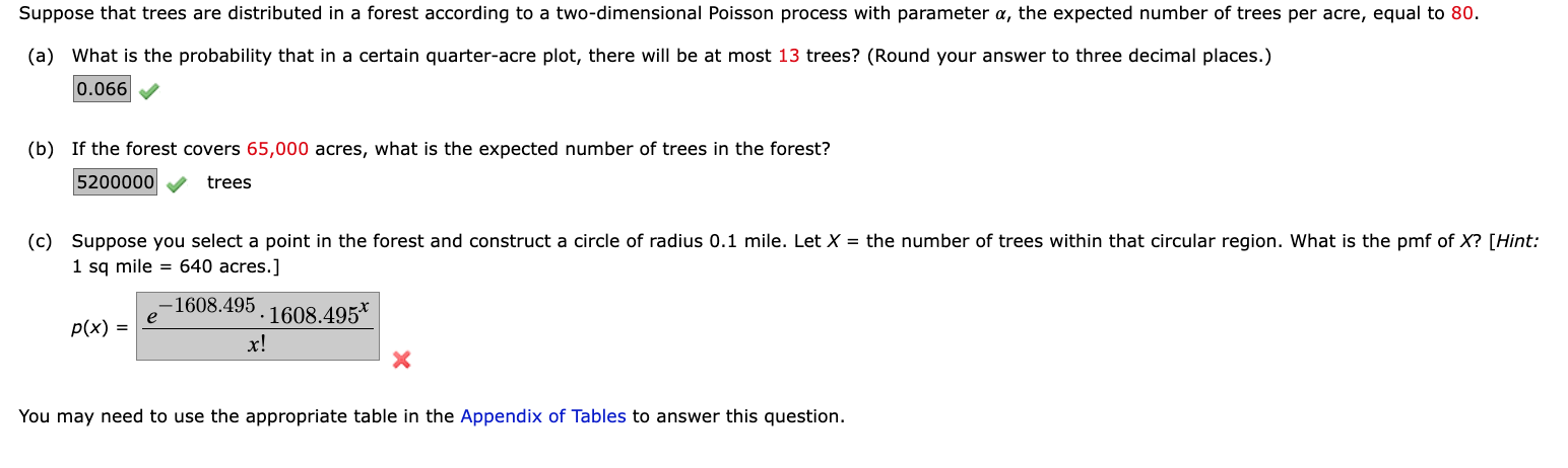 Solved Suppose that trees are distributed in a forest | Chegg.com