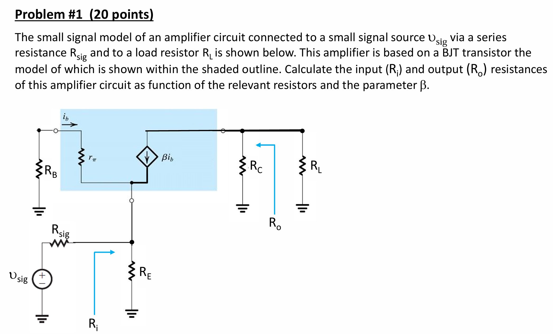 Solved Problem #1 ( 20 ﻿points)The small signal model of an | Chegg.com