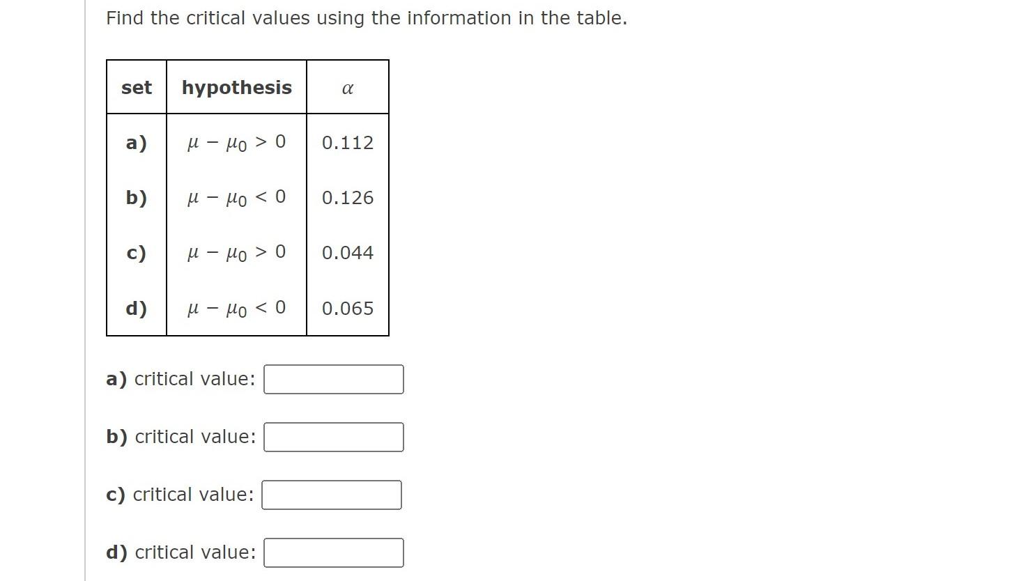 Solved Find the critical values using the information in the | Chegg.com