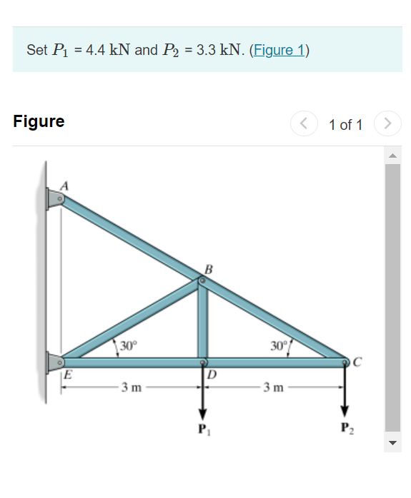 Solved Set P1 = 4.4 kN and P2 = 3.3 kN. Determine the force | Chegg.com Solved Set P1 = 4.4 kN and P2 = 3.3 kN. Determine the force | Chegg.com