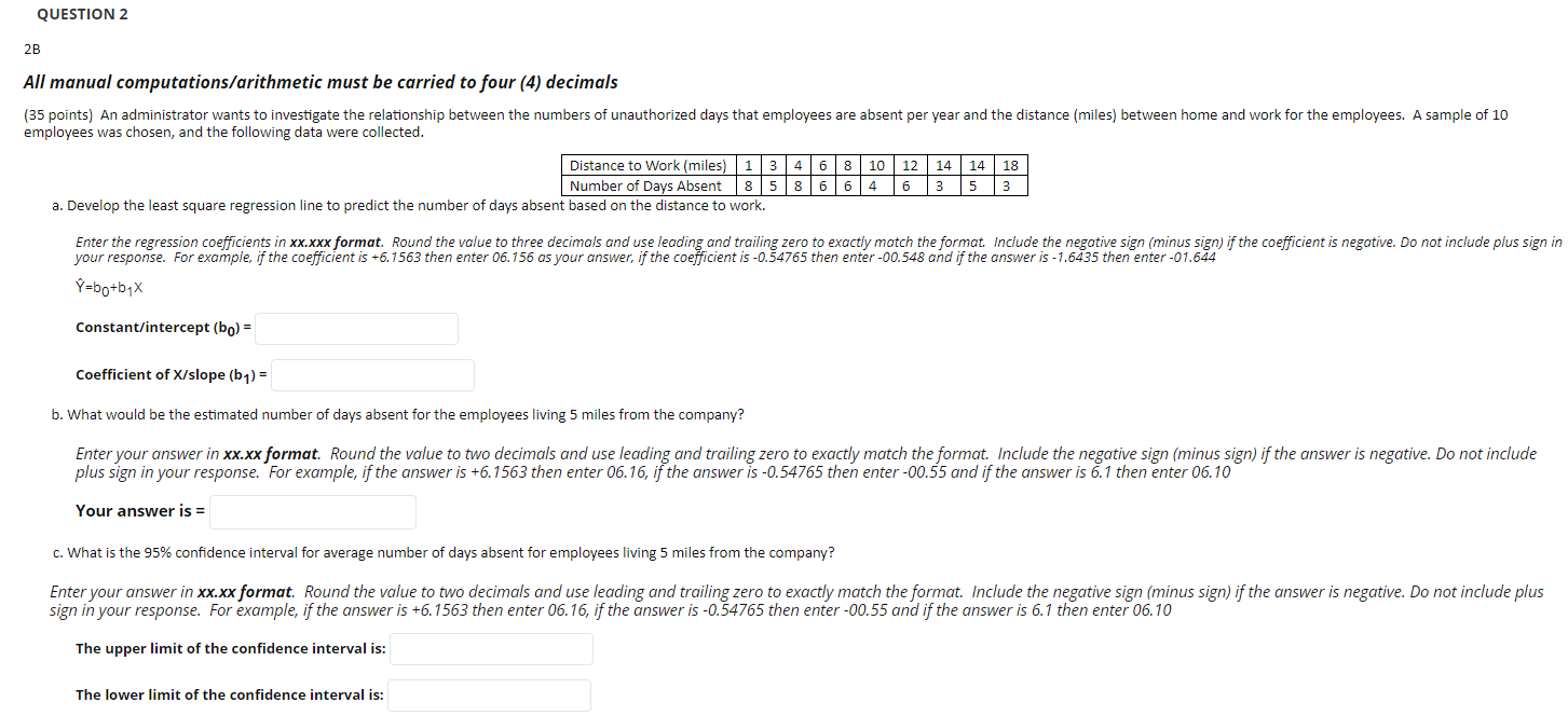 Solved QUESTION 2 2B All manual computations/arithmetic must | Chegg.com