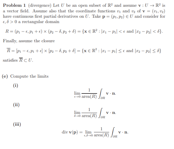 Solved Problem 1 (divergence) Let U be an open subset of R2 | Chegg.com