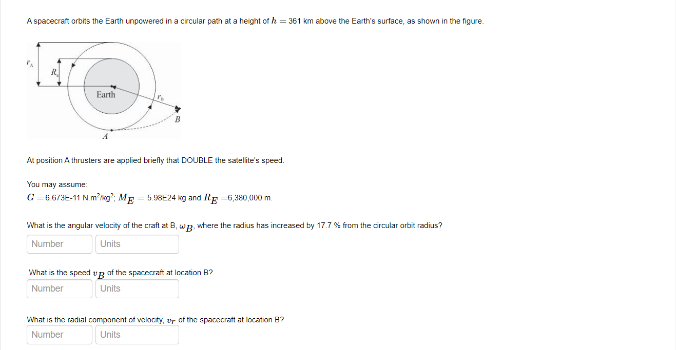 Solved A spacecraft orbits the Earth unpowered in a circular | Chegg.com