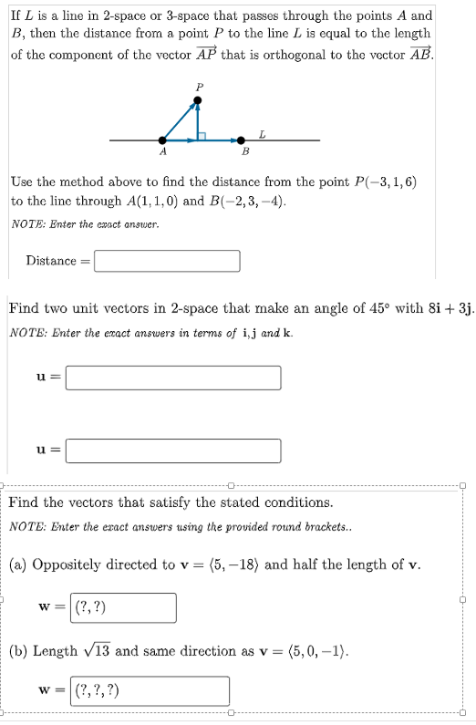 Solved If L is a line in 2-space or 3-space that passes | Chegg.com