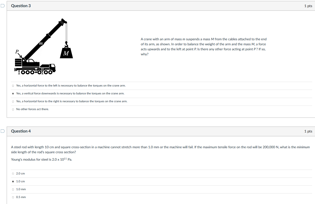 Solved Question 3 1 pts m. A crane with an arm of mass m | Chegg.com