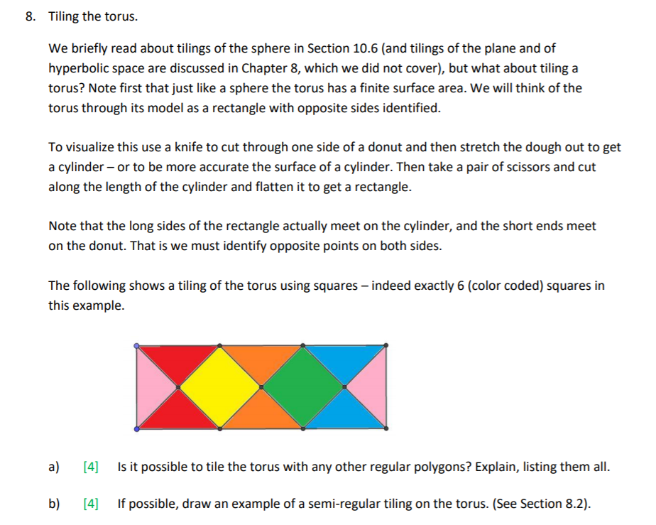 Solved 8. Tiling the torus. We briefly read about tilings of | Chegg.com