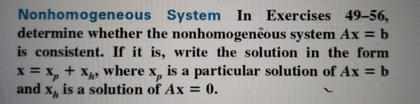 Solved Nonhomogeneous System In Exercises 49–56, determine | Chegg.com