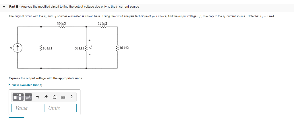 Solved Part B- Analyze the modified circuit to find the | Chegg.com