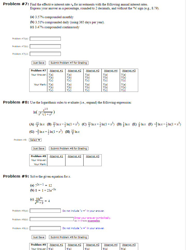 Solved Problem #7: Find the effective interest rate re for | Chegg.com