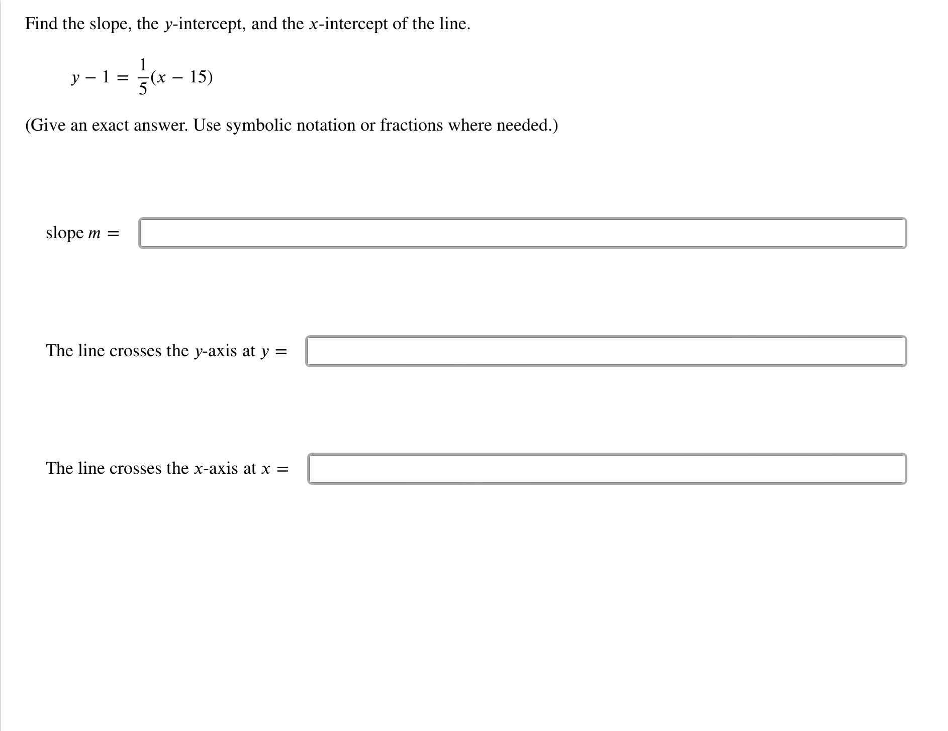 Solved Find the slope, the y-intercept, and the x-intercept | Chegg.com