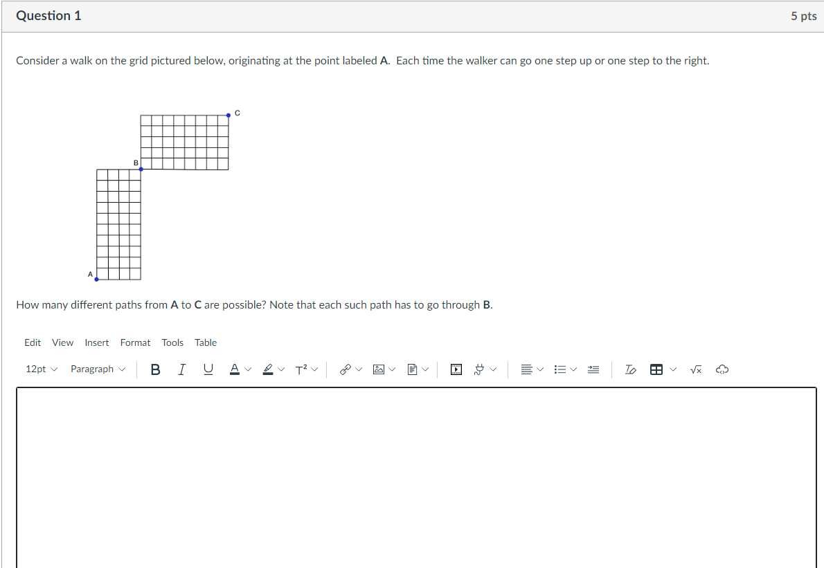 Solved Consider a walk on the grid pictured below, | Chegg.com