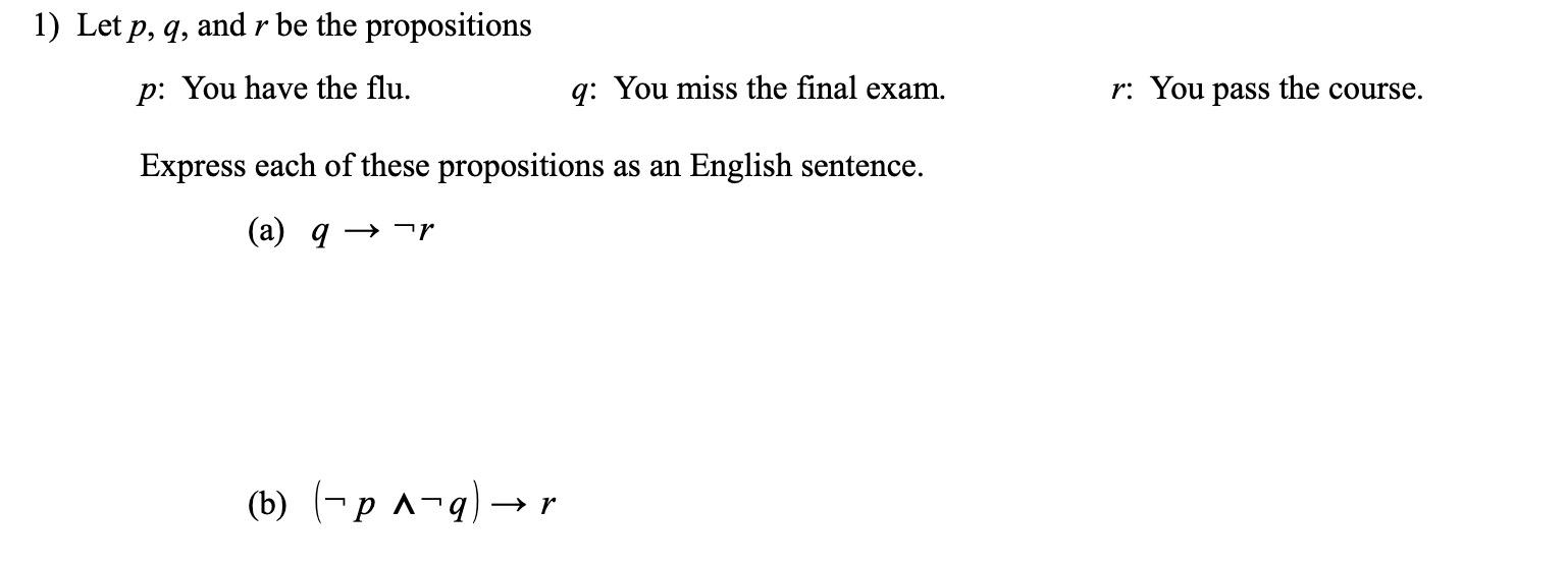 Solved Let p,q, and r be the propositions p : You have the | Chegg.com