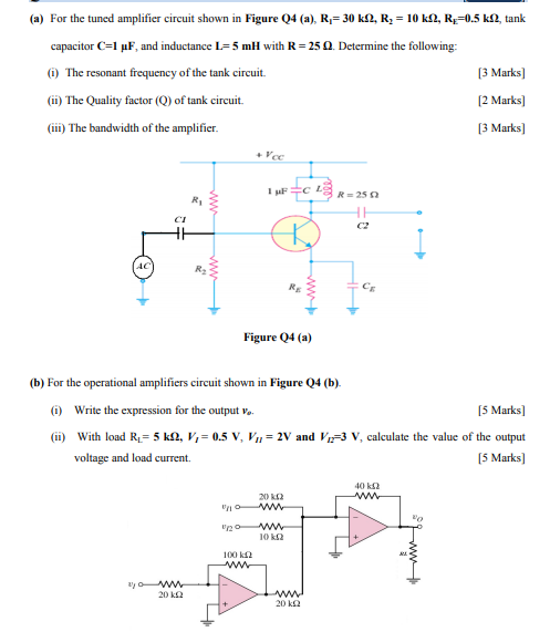 Solved (a) For the tuned amplifier circuit shown in Figure | Chegg.com
