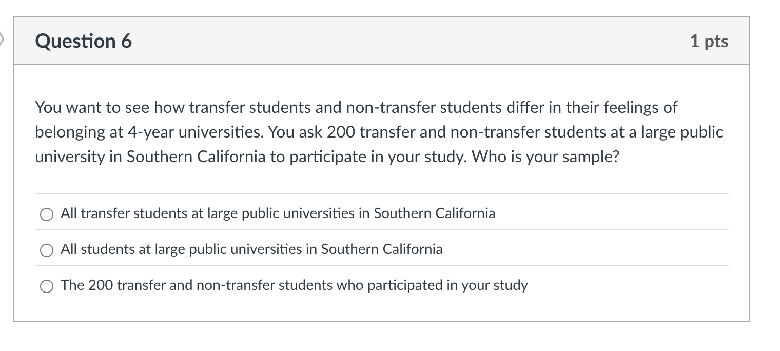 Solved by an EXPERT Question 6You want to see how transfer students and ...