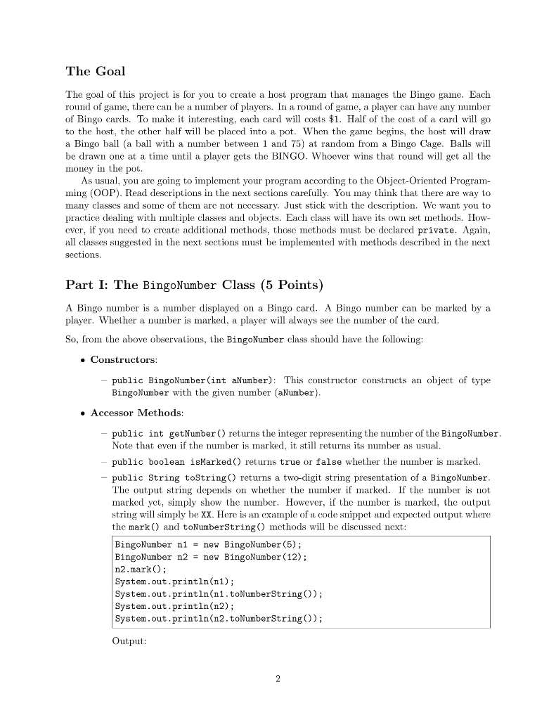 Java project, need help writing the main class(Part | Chegg.com