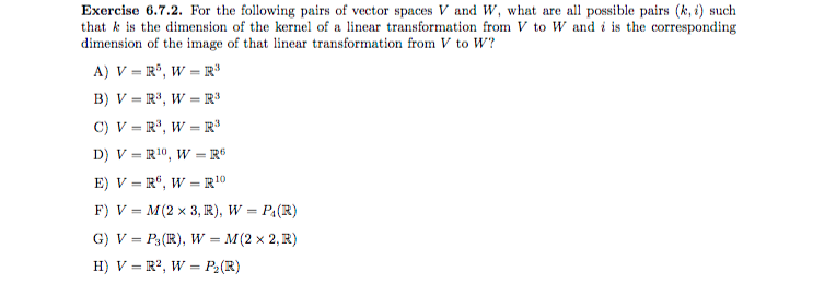 Solved Exercise 6.7.2. For the following pairs of vector | Chegg.com